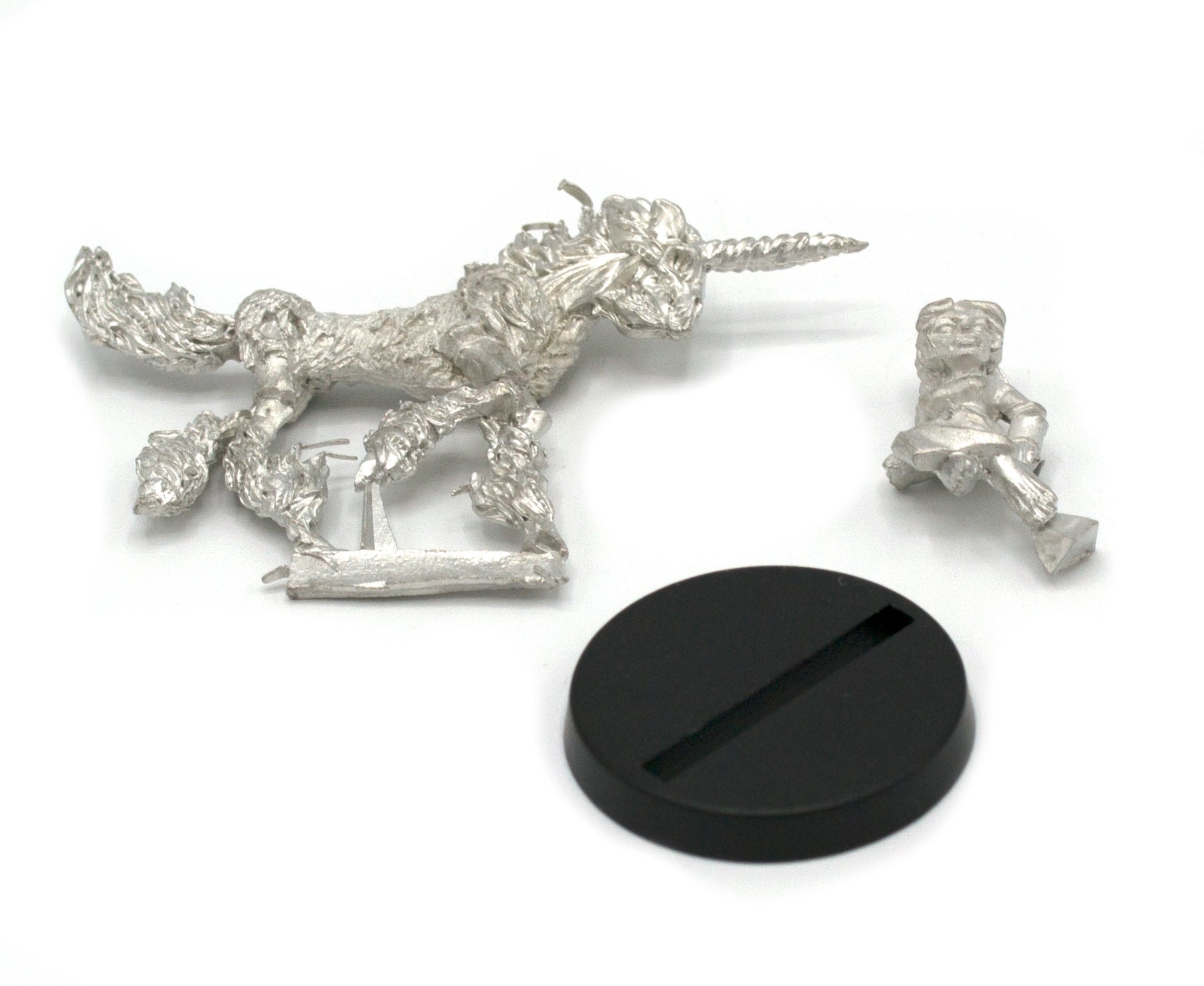 Halfling Maiden Mounted on Undead Unicorn, 35mm — Stonehaven Miniatures