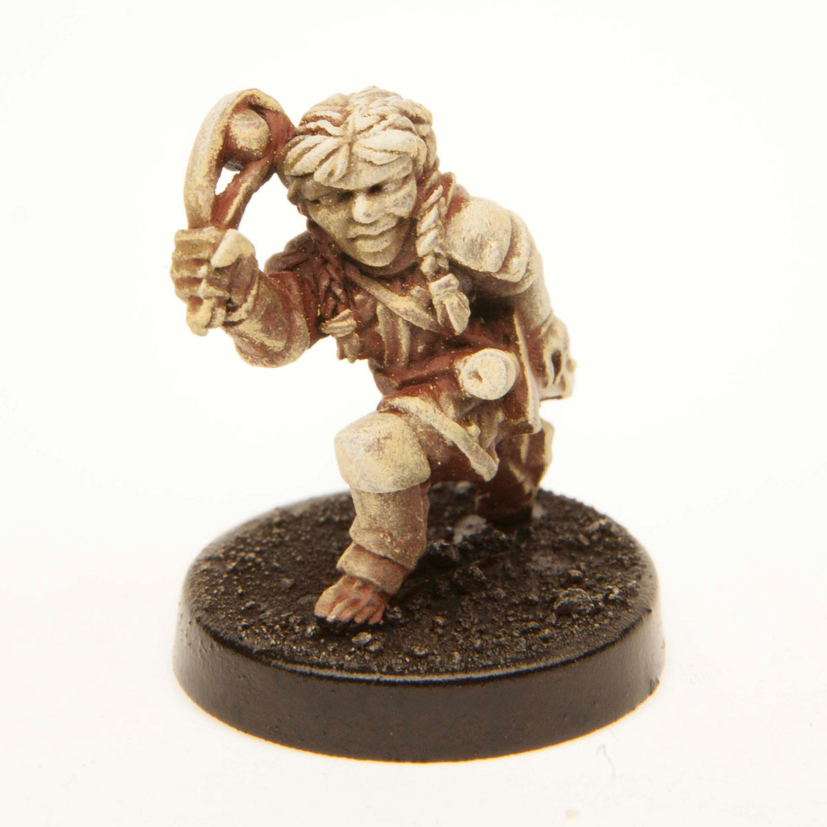 Female Halfling Soldier with Sling, 23mm — Stonehaven Miniatures